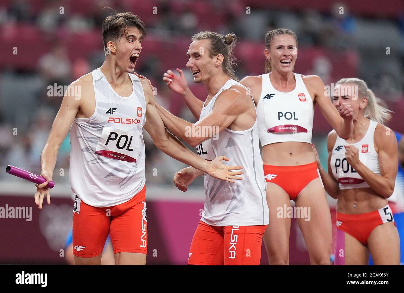 Tokyo, Japan. 31st July, 2021. Members of Team Poland celebrate after ...