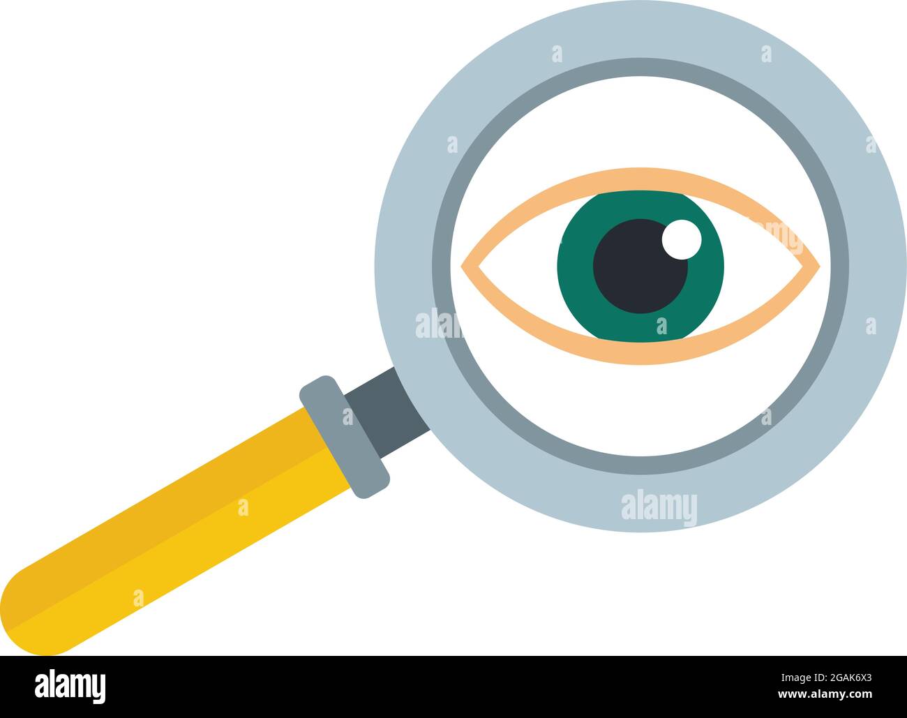 Eye examination magnifier icon. Flat illustration of eye examination ...