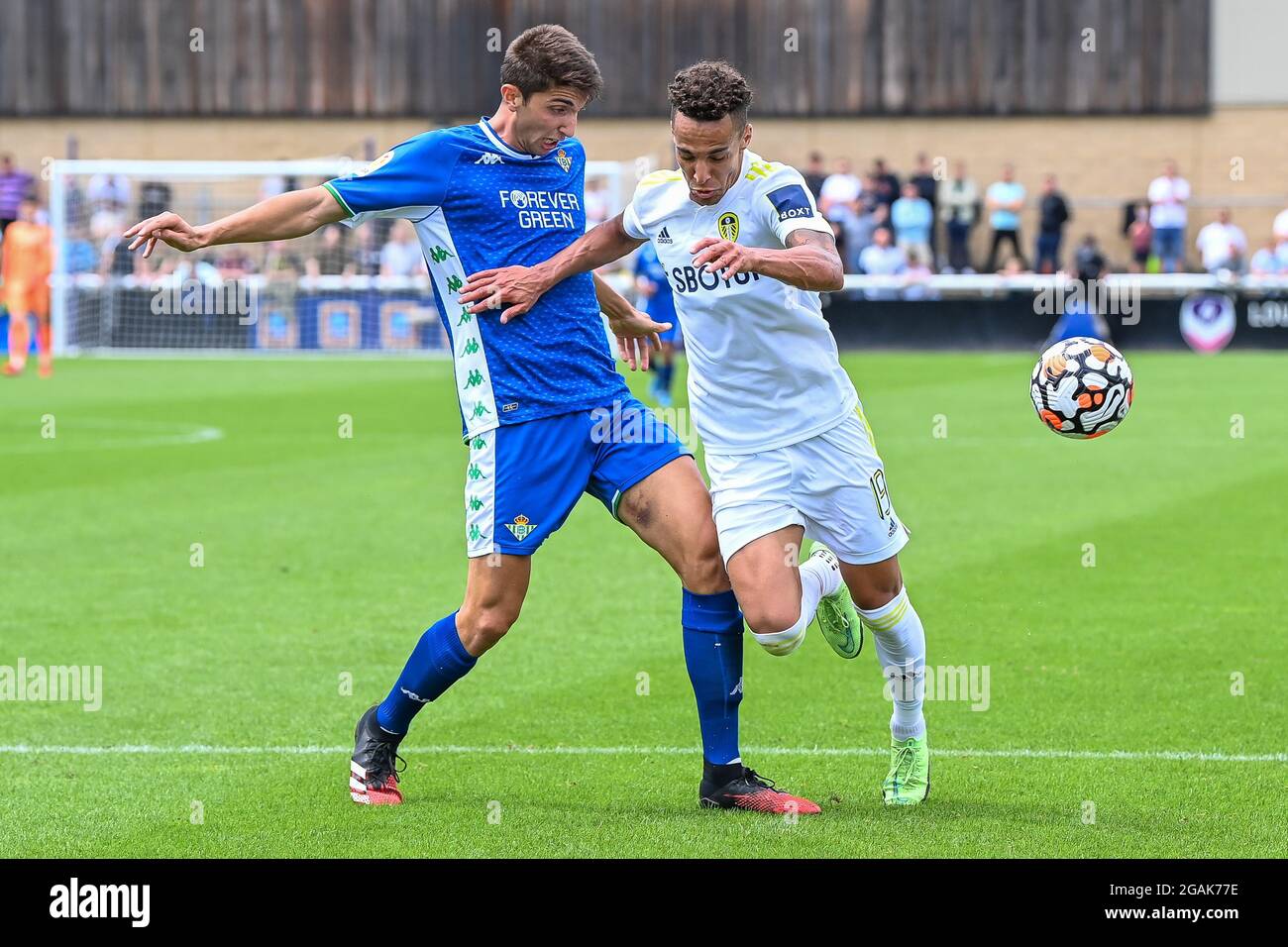 Rodrigo Moreno #19 of Leeds United is tackled by Edgar (32) of Real ...
