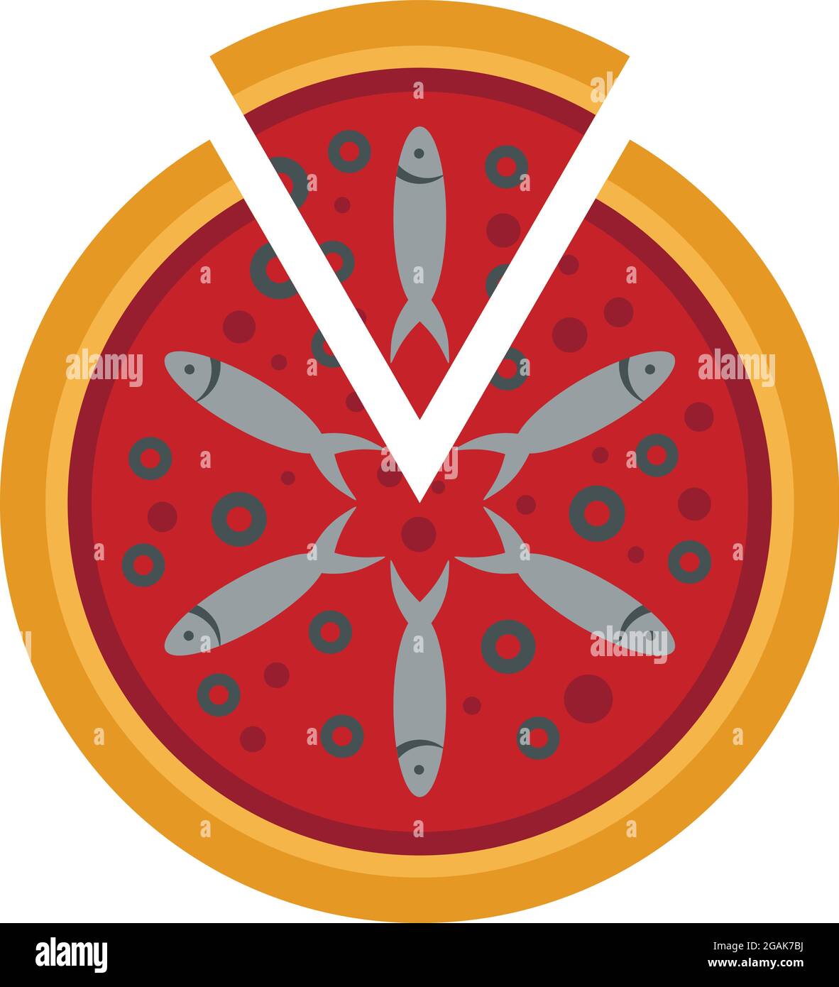 Seafood pizza top view Stock Vector Images - Alamy