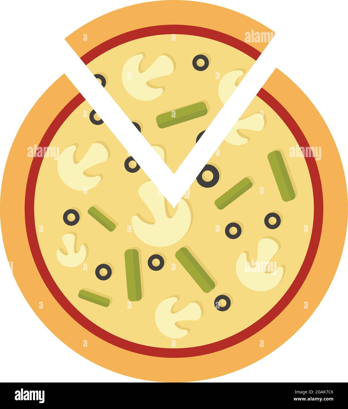 Mushroom pizza icon. Flat illustration of mushroom pizza vector icon ...
