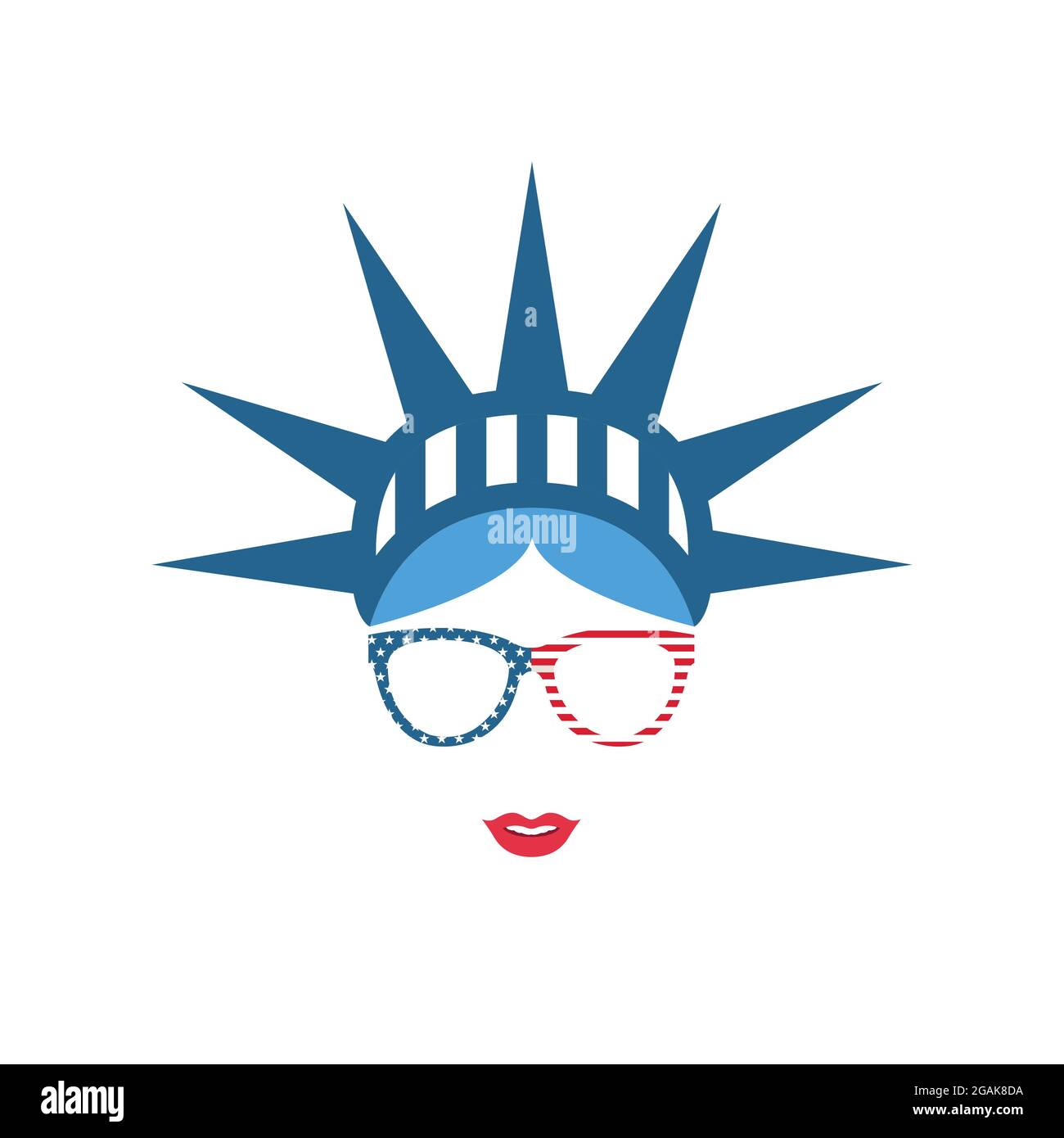 4th July Independence Day. Girl in symbolic hat Statue of liberty ...