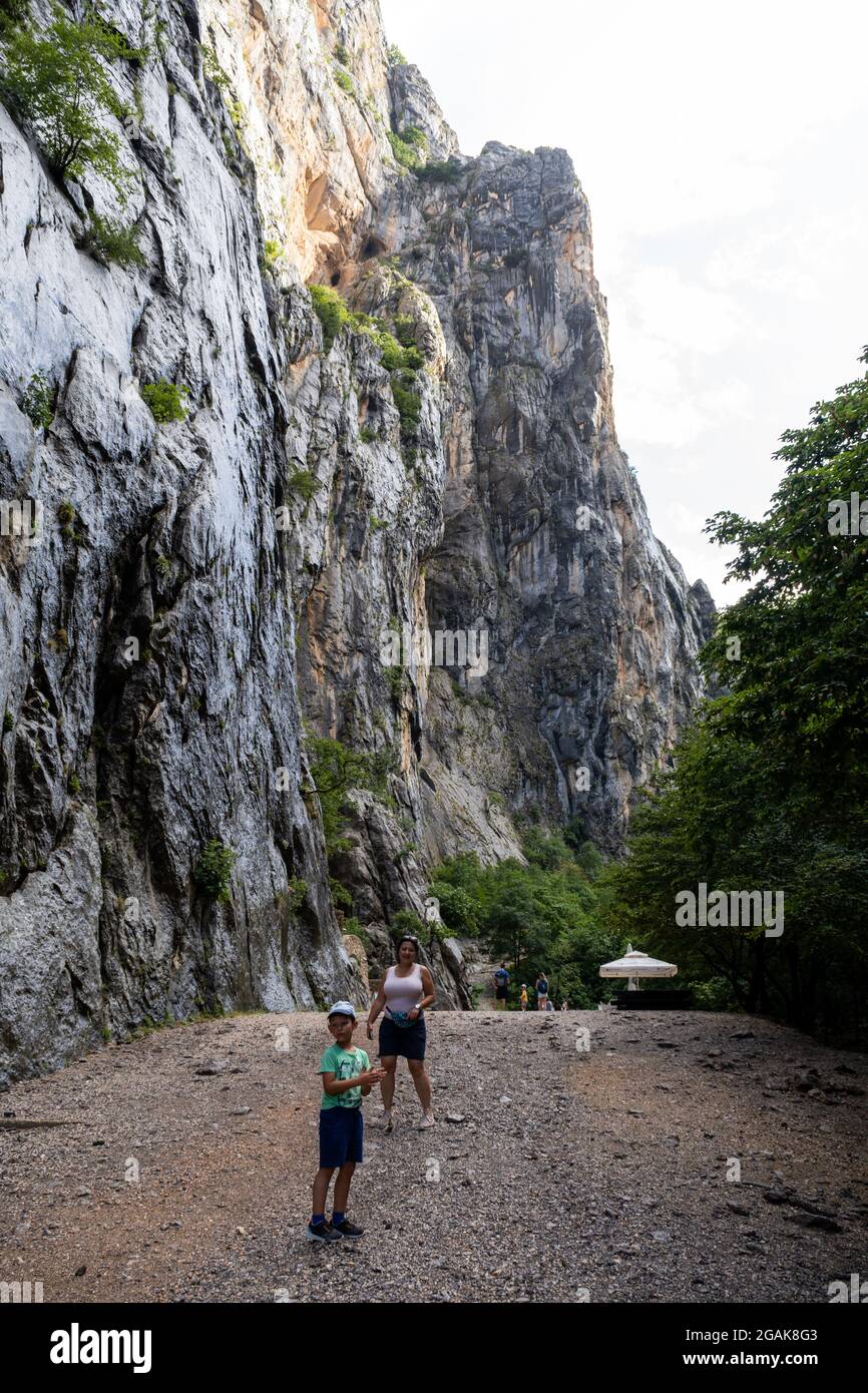 STARI GRAD, CROATIA - Jul 13, 2021: The people standing on a footpath ...