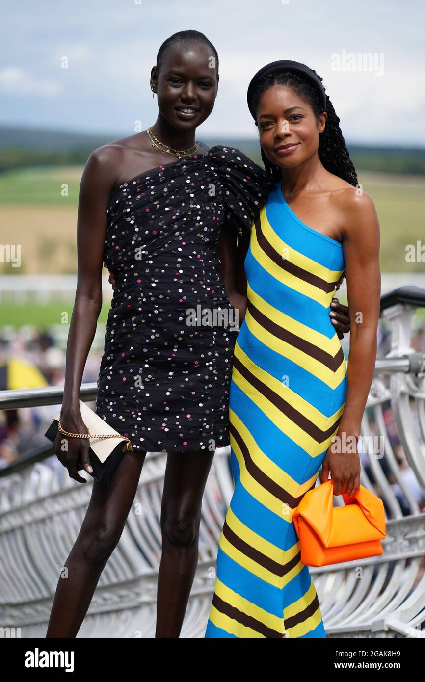 Actress Naomie Harris (right) and Model Ajak Deng watch racing during ...