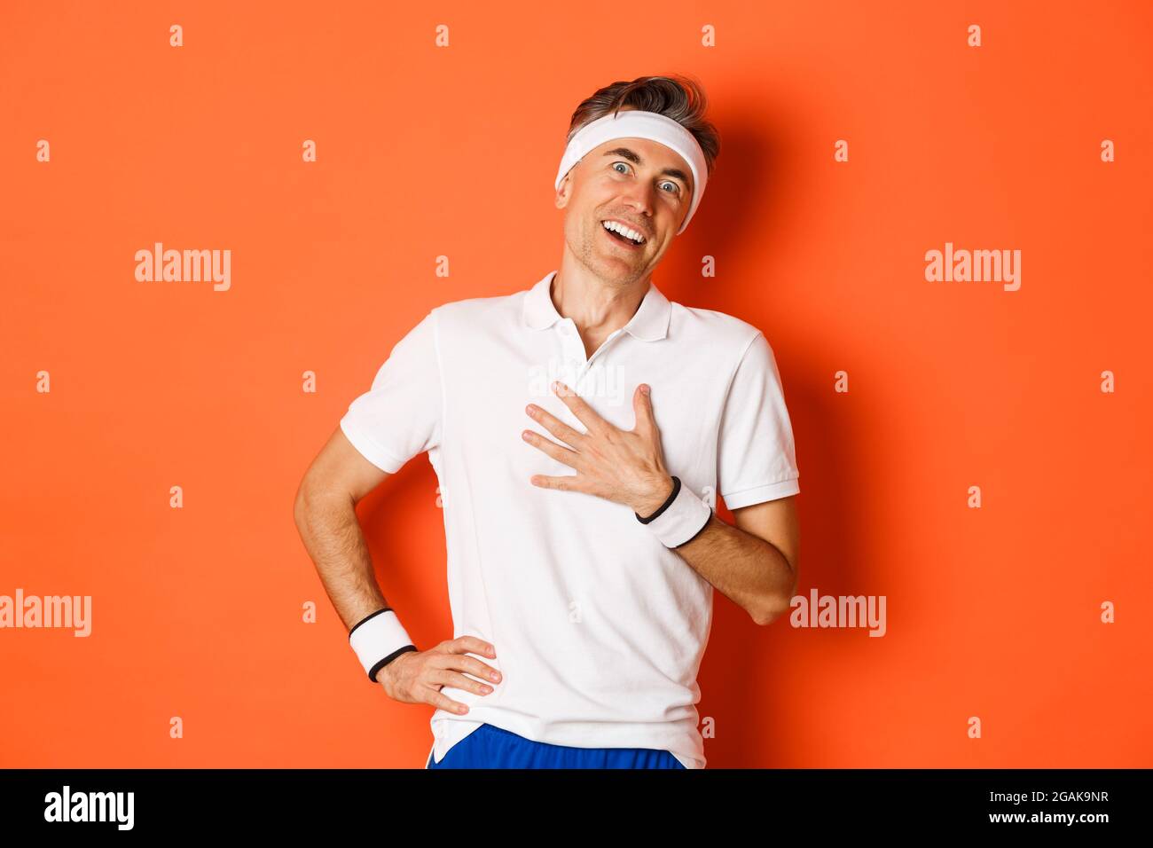 Concept of sport, fitness and lifestyle. Portrait of happy and ...