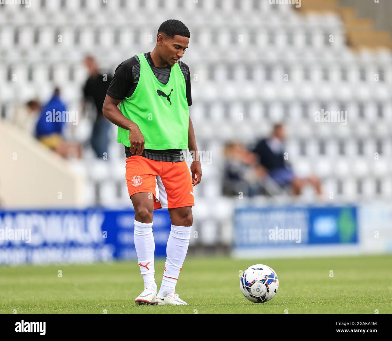 Demetri Mitchell of Blackpool during the pre-game warmup Stock Photo ...