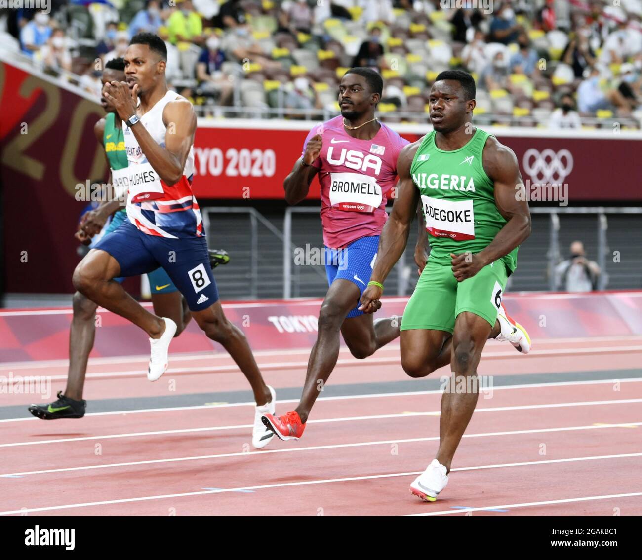 (From R) Enoch Adegoke of Nigeria, Trayvon Bromell of the United States ...