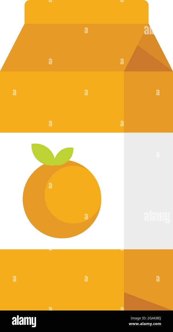 Orange juice pack icon. Flat illustration of orange juice pack vector ...
