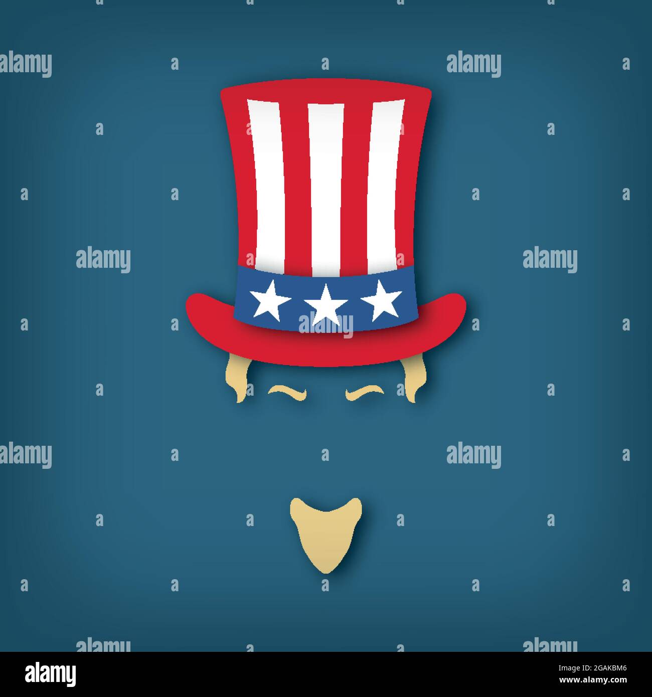 Portrait of Uncle Sam in Paper cut style. National holiday in United ...