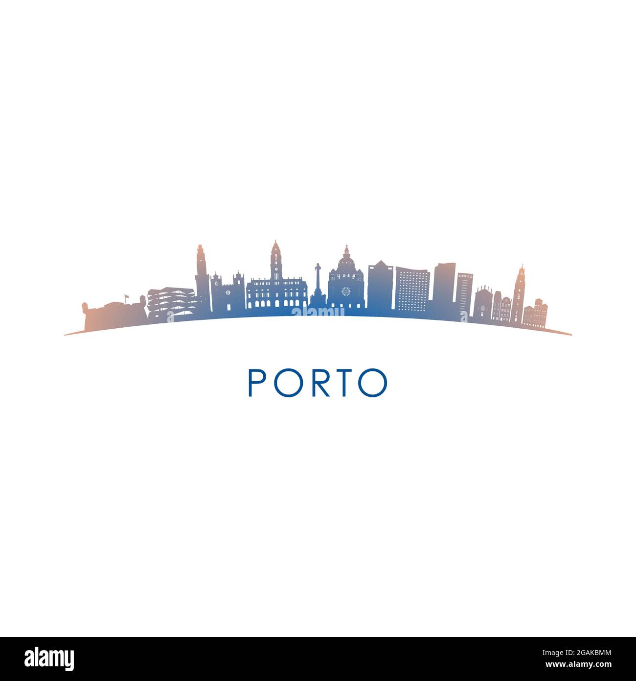 Porto skyline silhouette. Vector design colorful illustration Stock ...