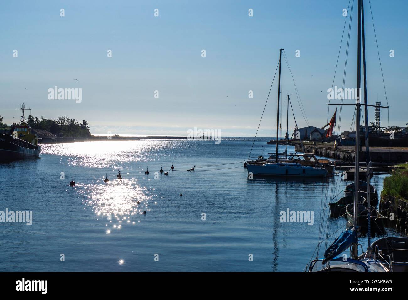 Early Morning Sailing Boats Mooring at Marina Stock Photo - Alamy