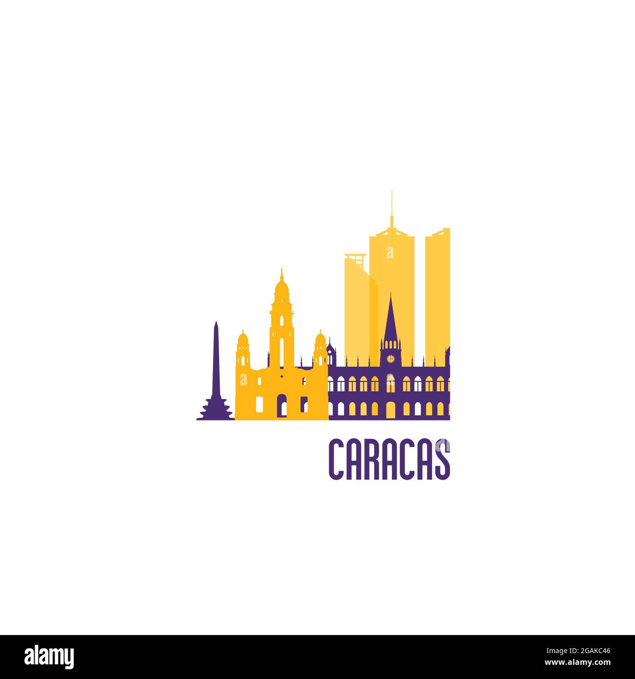 Caracas city emblem. Colorful buildings. Vector illustration Stock ...