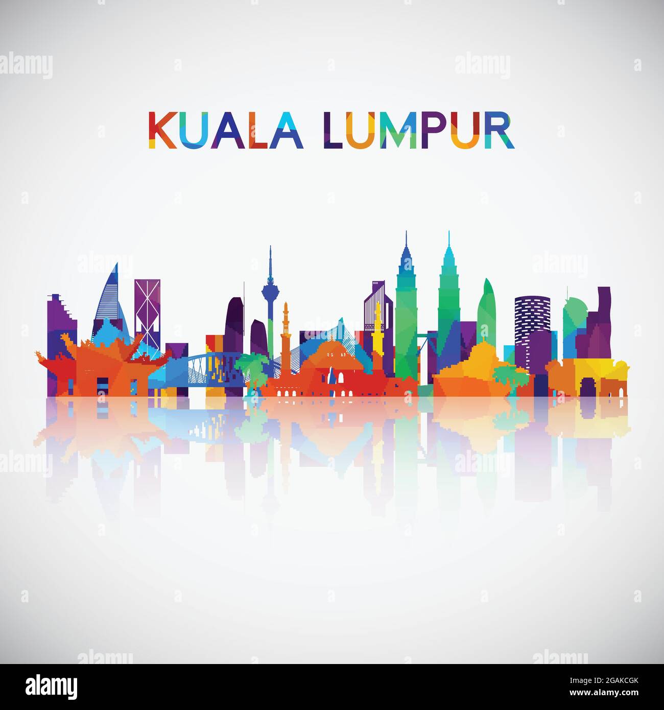 Kuala Lumpur skyline silhouette in colorful geometric style. Symbol for ...
