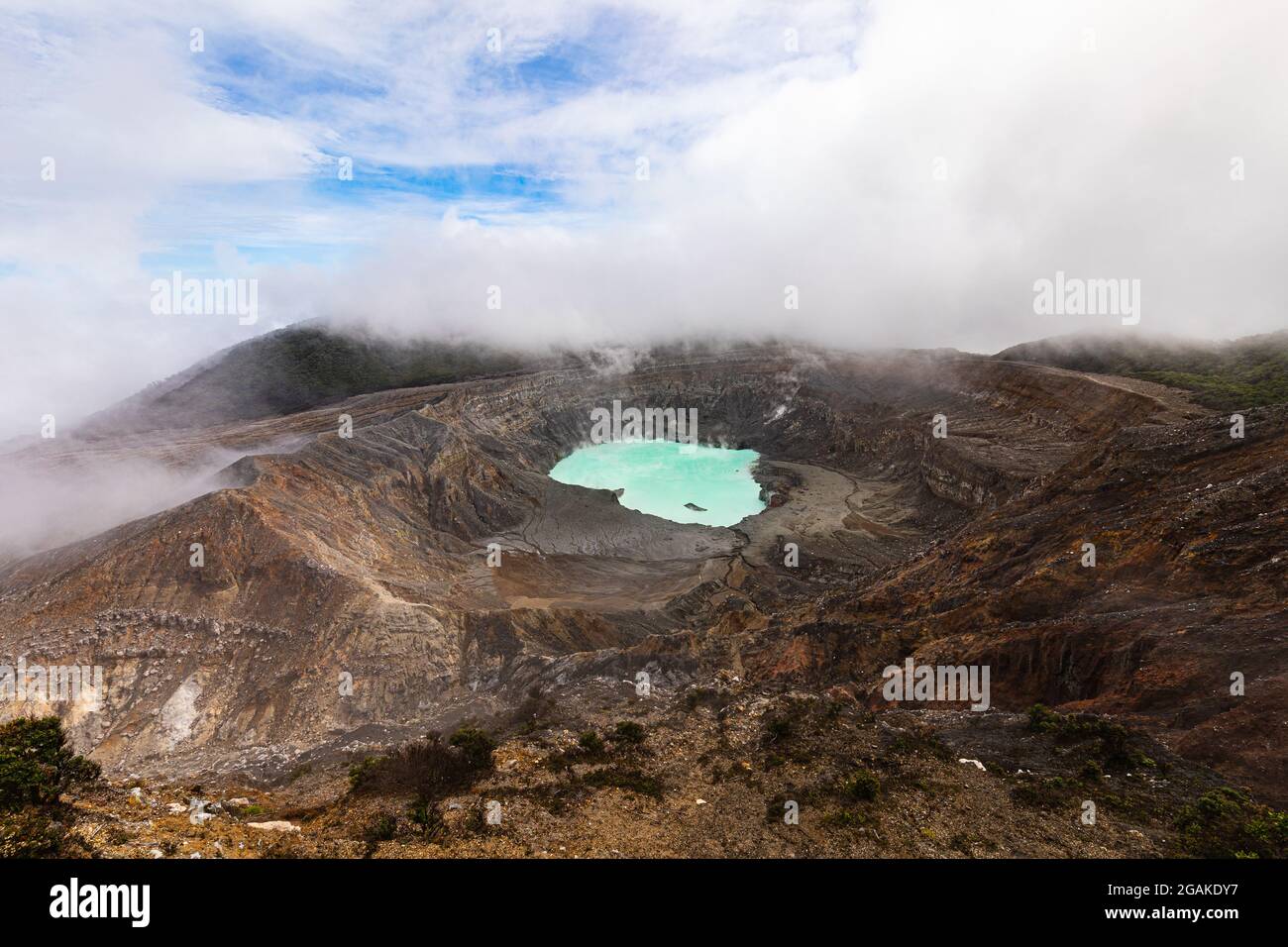 Heart shaped crater of Volcan Poas National Park, Costa Rica Stock ...