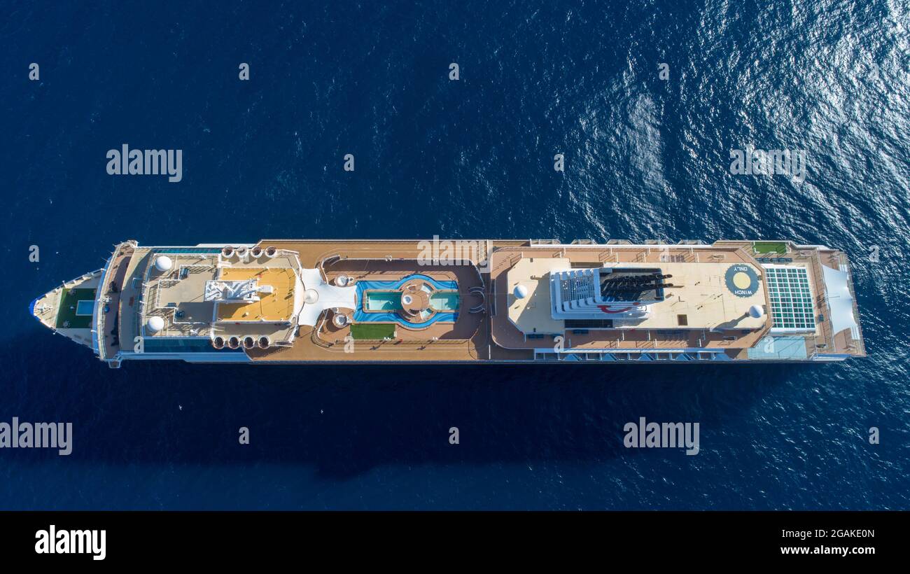 Aerial view of Mein Schiff Herz cruise ship operated by TUI moored in ...