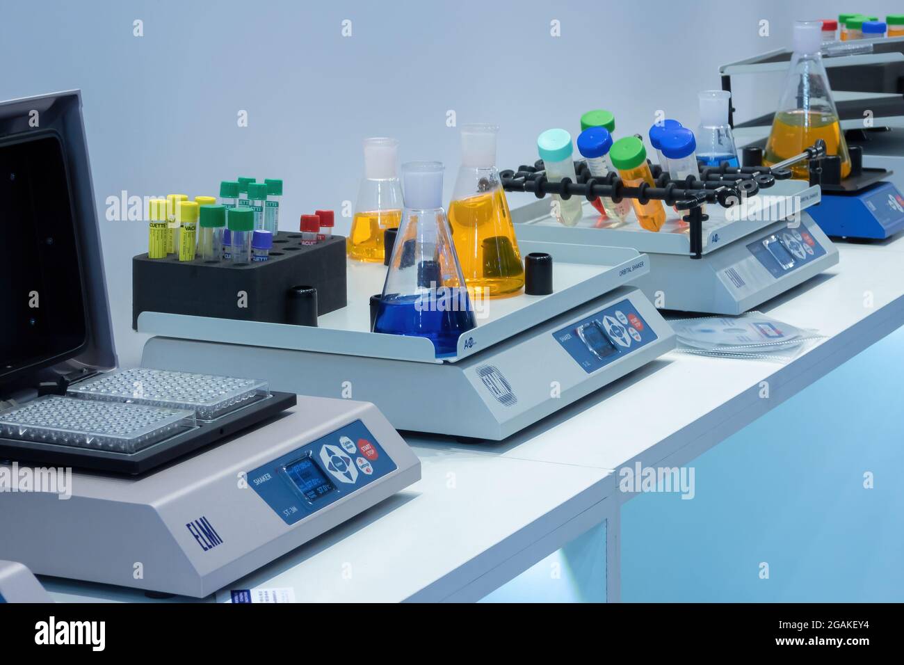 New laboratory equipment on the Exhibition of chemical reagents Stock ...