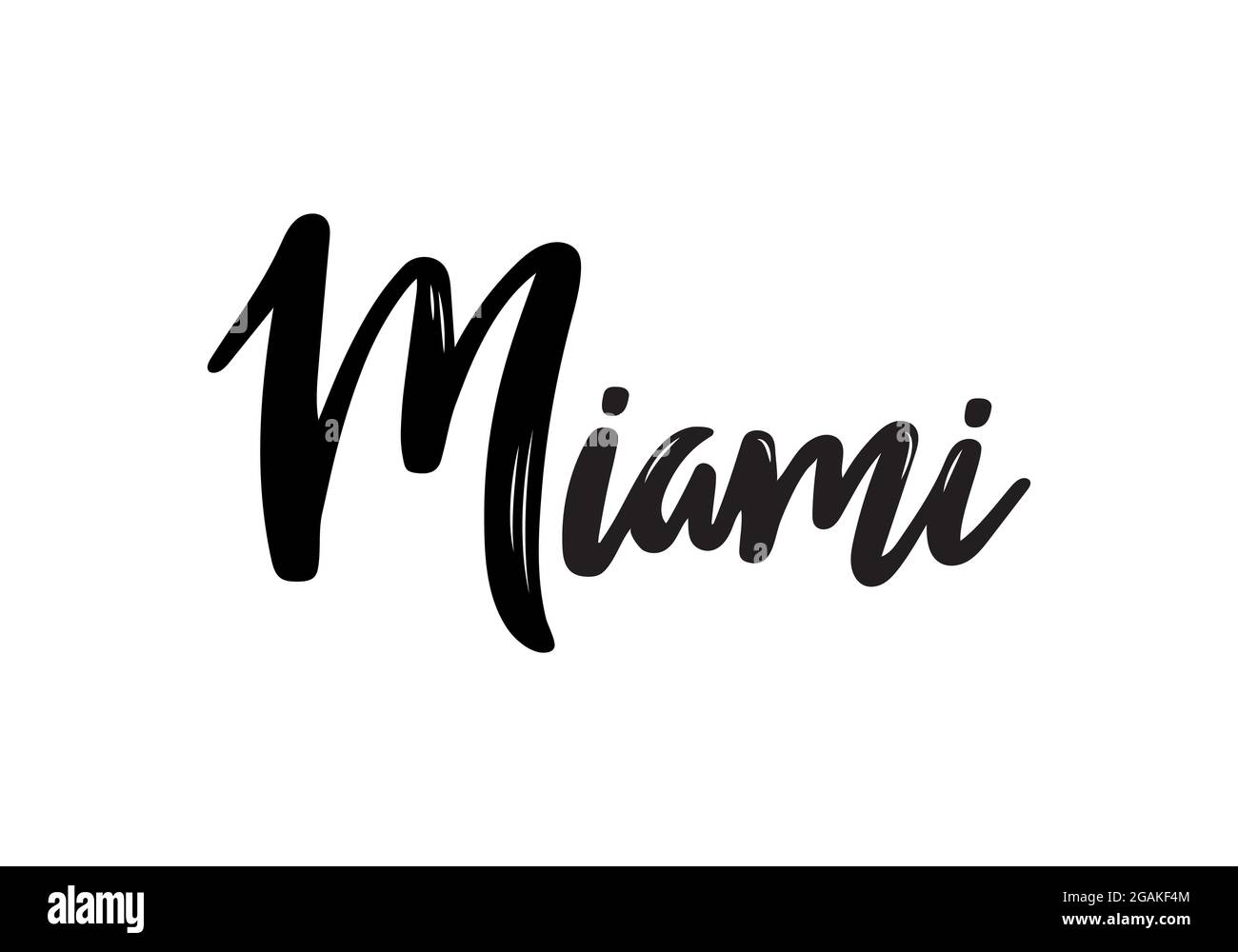 Miami hand-lettering calligraphy. Hand drawn brush calligraphy. City ...