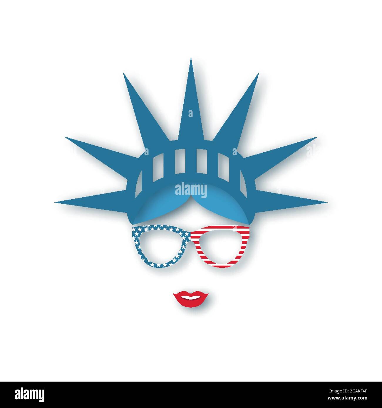 4th July Independence Day. Girl in symbolic hat Statue of liberty ...