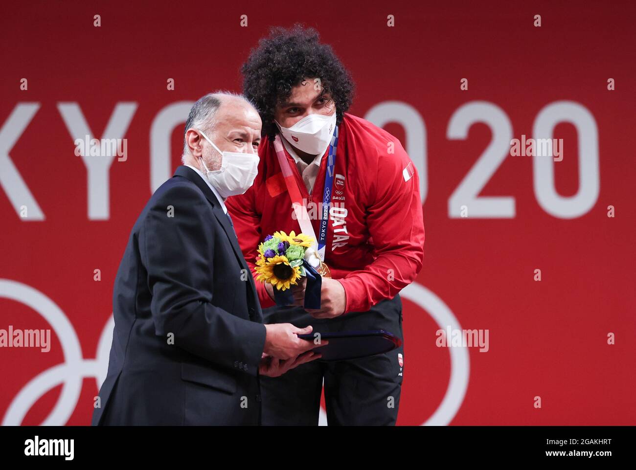 Tokyo, Japan. 31st July, 2021. Fares Ibrahim E. H. Elbakh (R) of Qatar ...