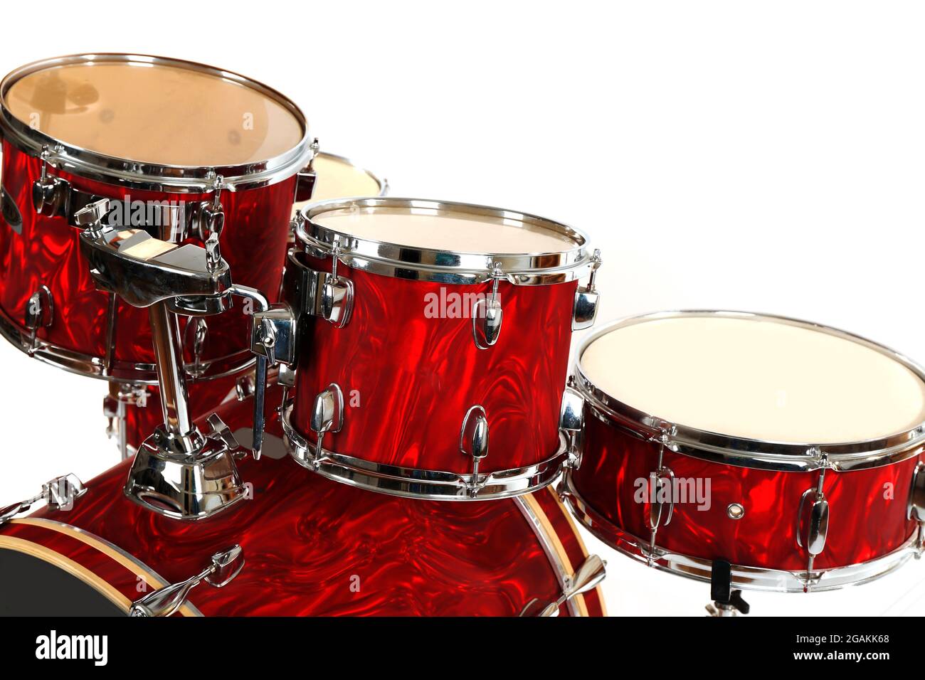 Set of red drums isolated on white background, close up Stock Photo - Alamy