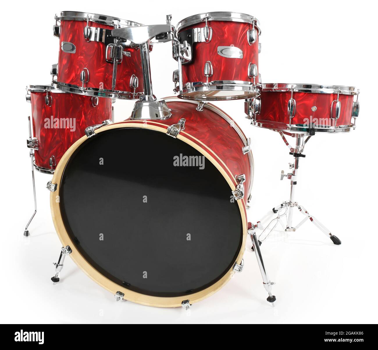 Set of red drums isolated on white background, close up Stock Photo - Alamy