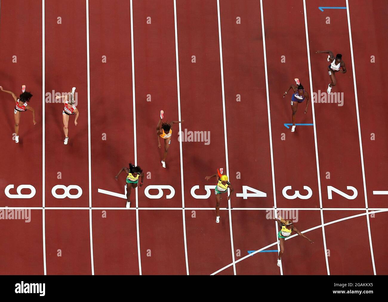 Tokyo, Japan. 31st July, 2021. Athletes compete during the Women's 100m ...