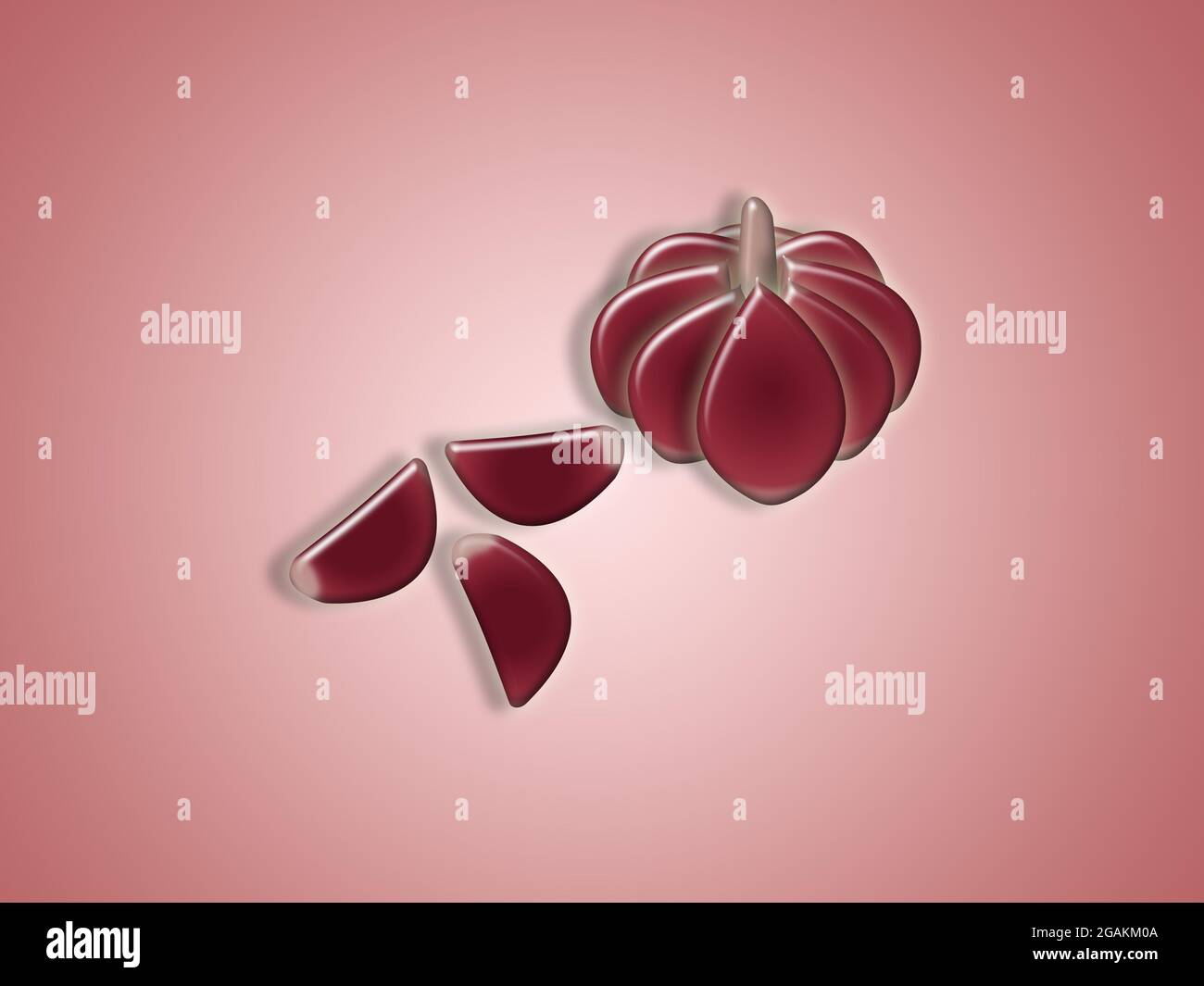 Illustration of a Garlic Head and some Red Garlic Cloves. This ...
