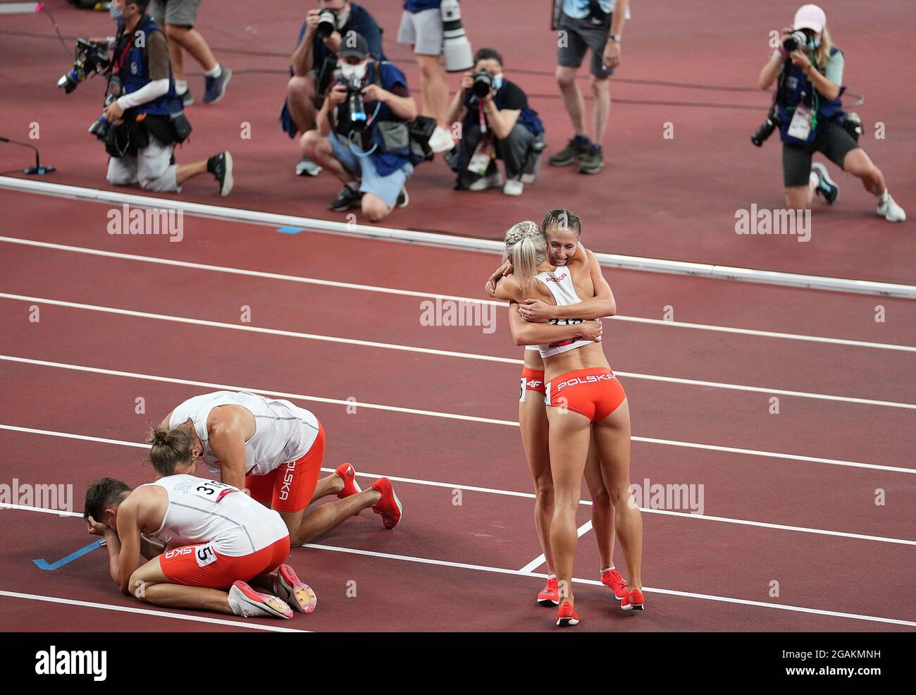 Tokyo, Japan. 31st July, 2021. Members of Team Poland celebrate after ...