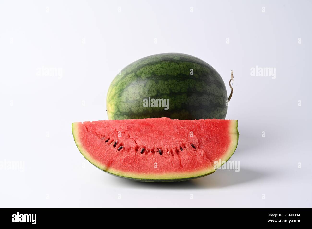 Whole and slices watermelon isolated on white background Stock Photo ...