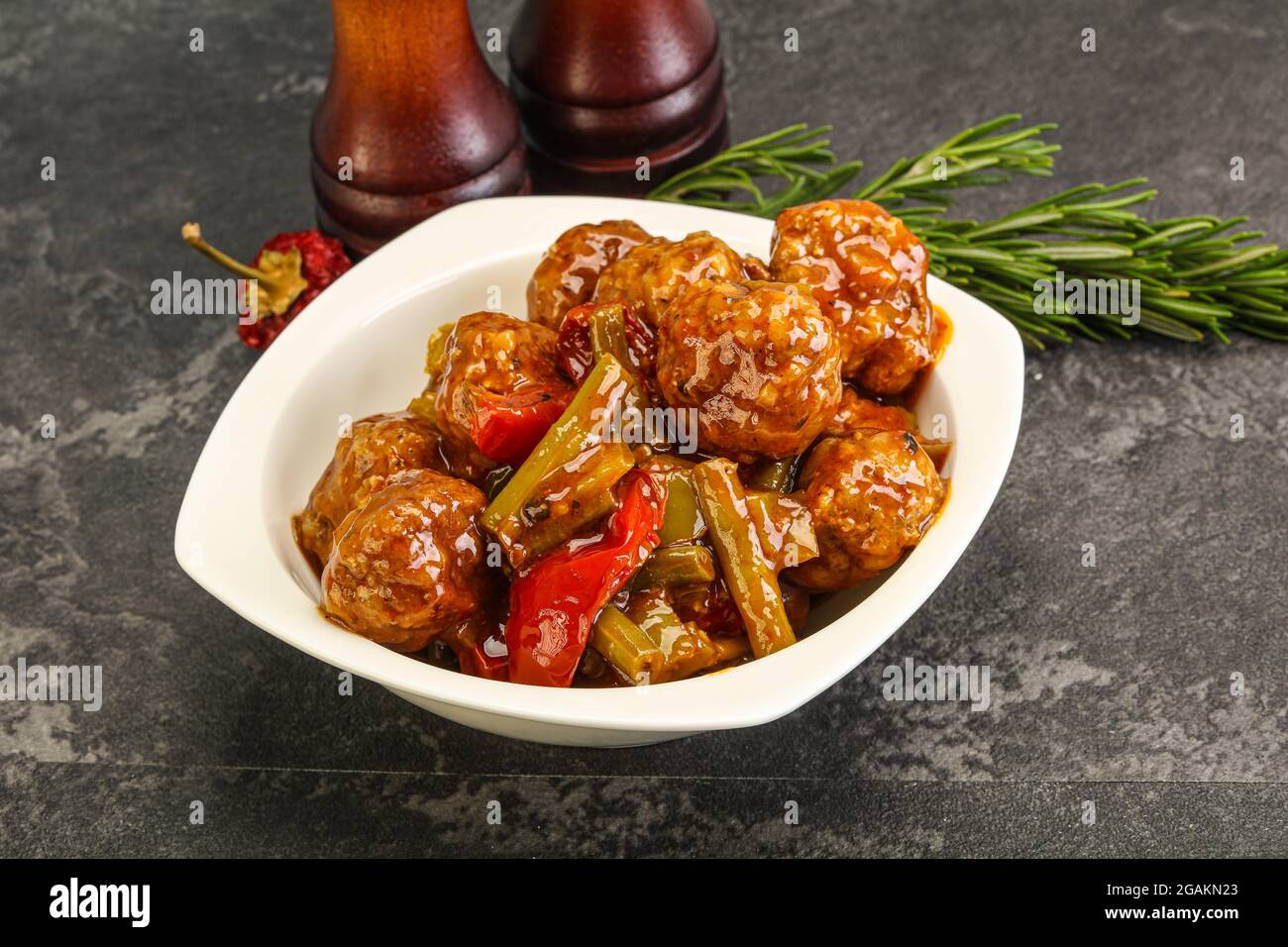 Minced Meat ball in tomato sauce Stock Photo - Alamy
