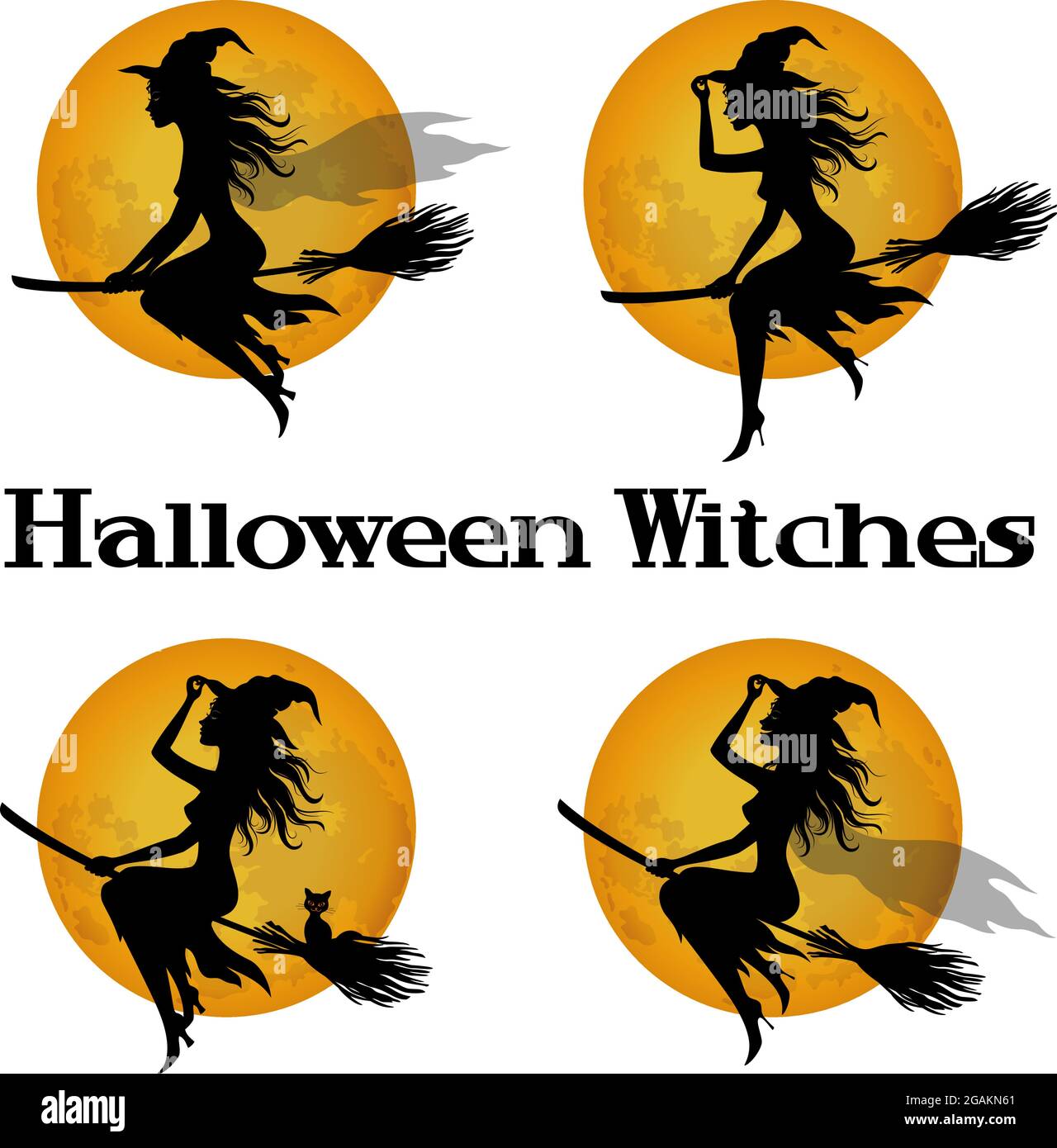 Witch Flying on Broom Stock Vector Image & Art - Alamy