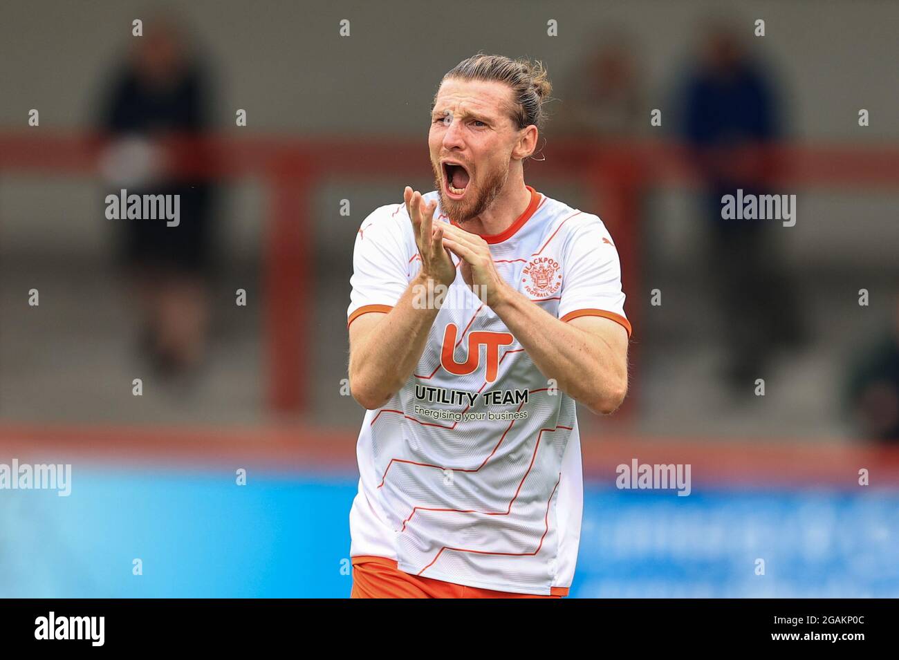 James Husband of Blackpool clapping and giving words of encouragement ...