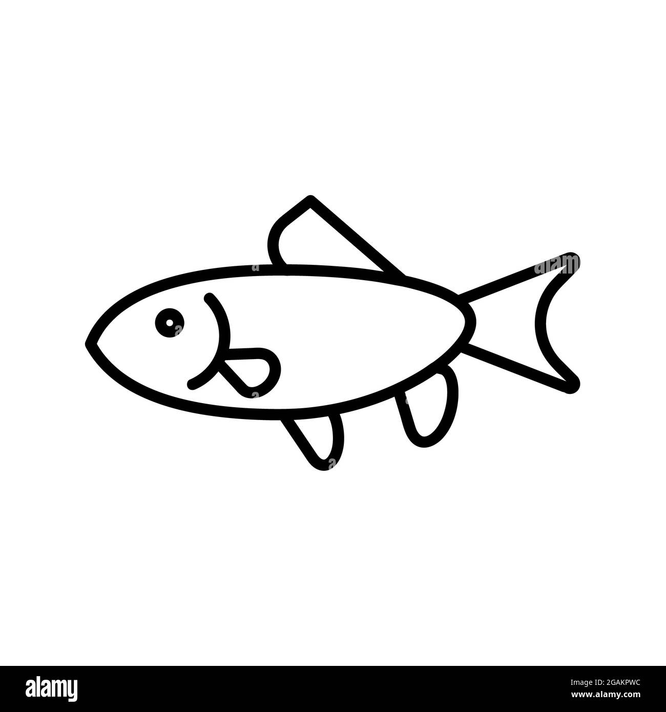 Fish icon. Seafood flat pictogram for web. Line stroke. Isolated on ...