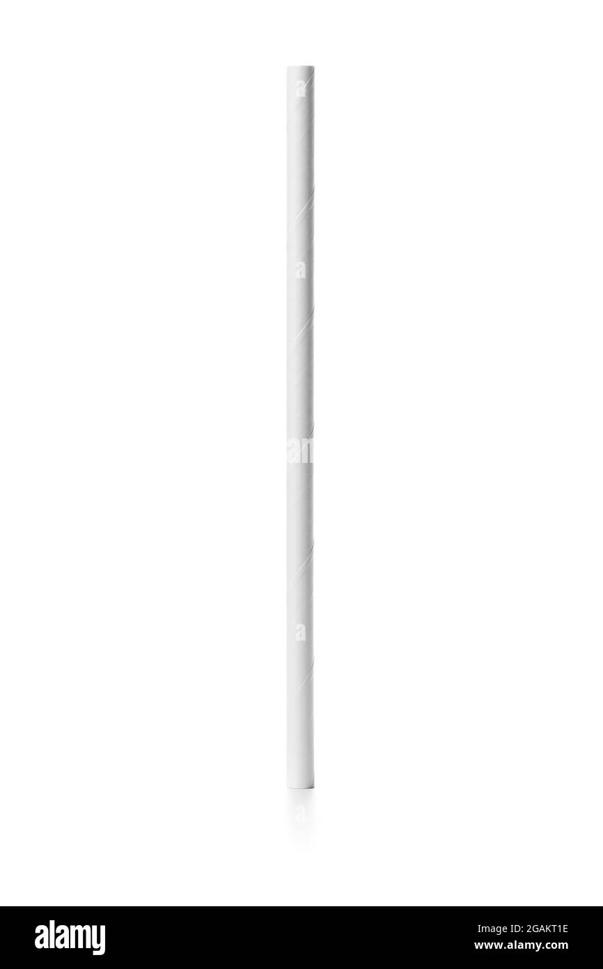 Straight Ecological white paper straw on a white background for ...