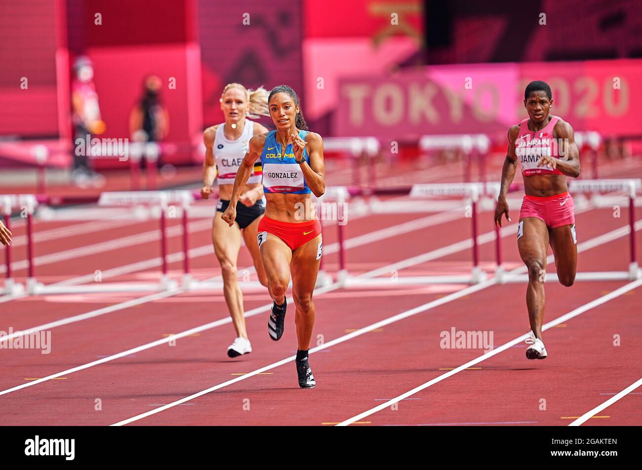 Melissa Gonzalez from Colombia during 400 meter hurdles for women at ...