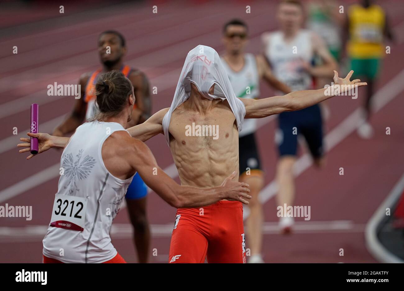 Polish team winning the 4 times 400 meter mixed relay at the Tokyo 2020 ...