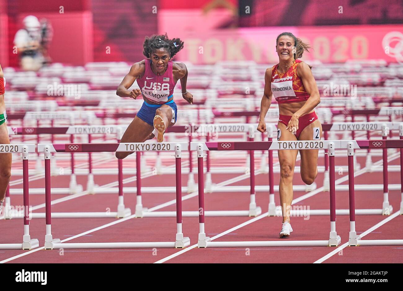 Christina Clemons from USA during 100 meter hurdles for women at the ...
