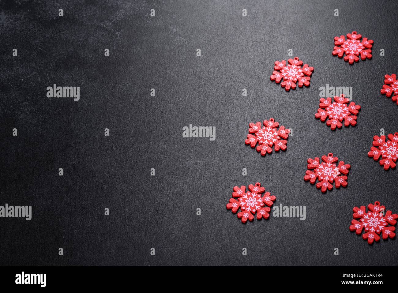 Christmas composition. Red and white decor elements that are used to ...