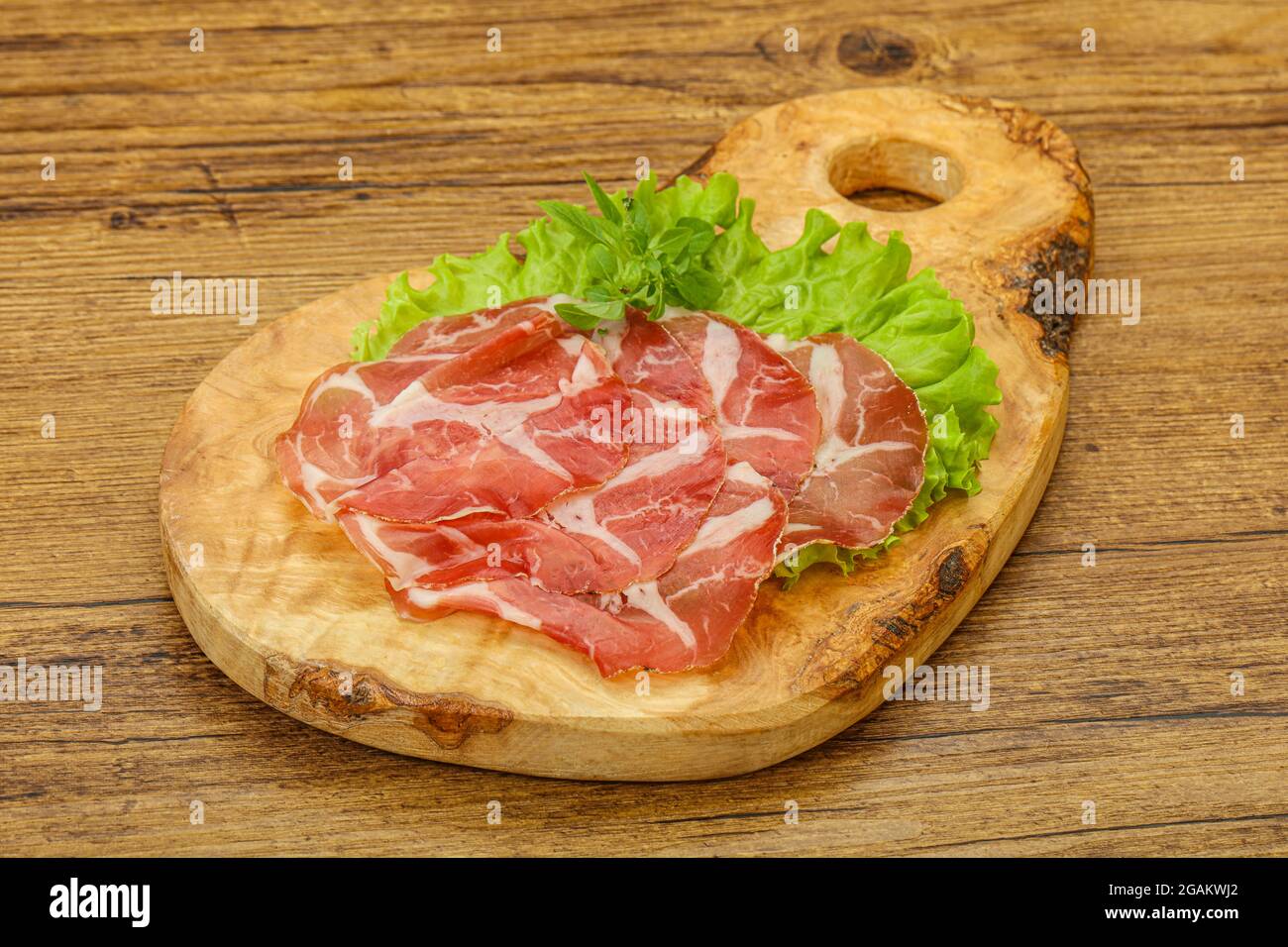 Delicous Smoked pork neck slices snack Stock Photo - Alamy