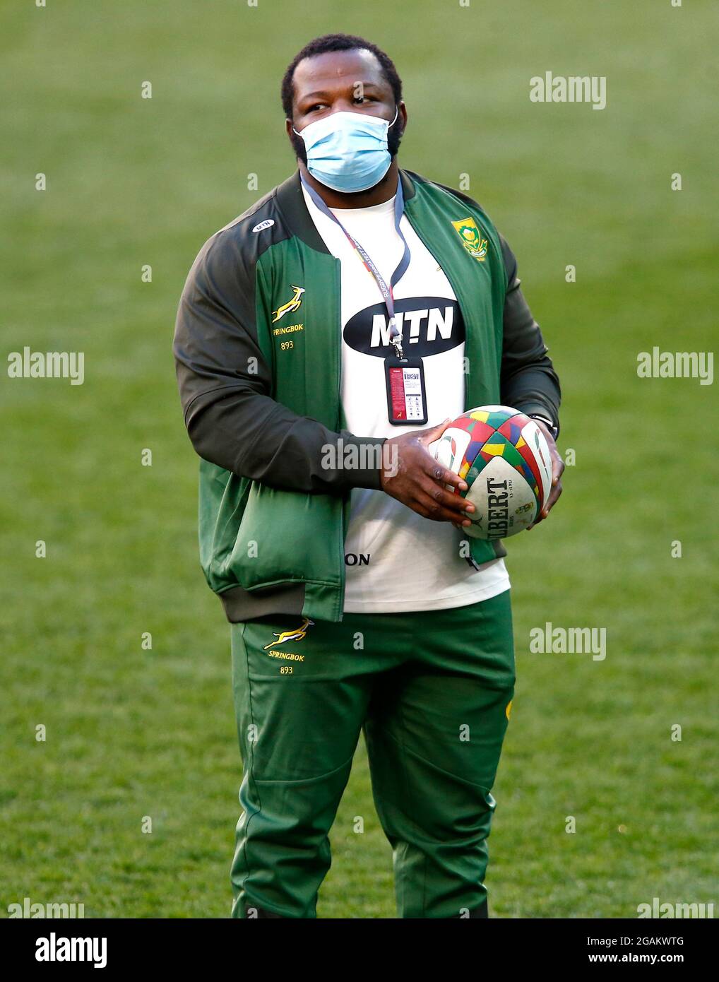 South Africa's Ox Nche warming up prior to kick-off during the Castle ...