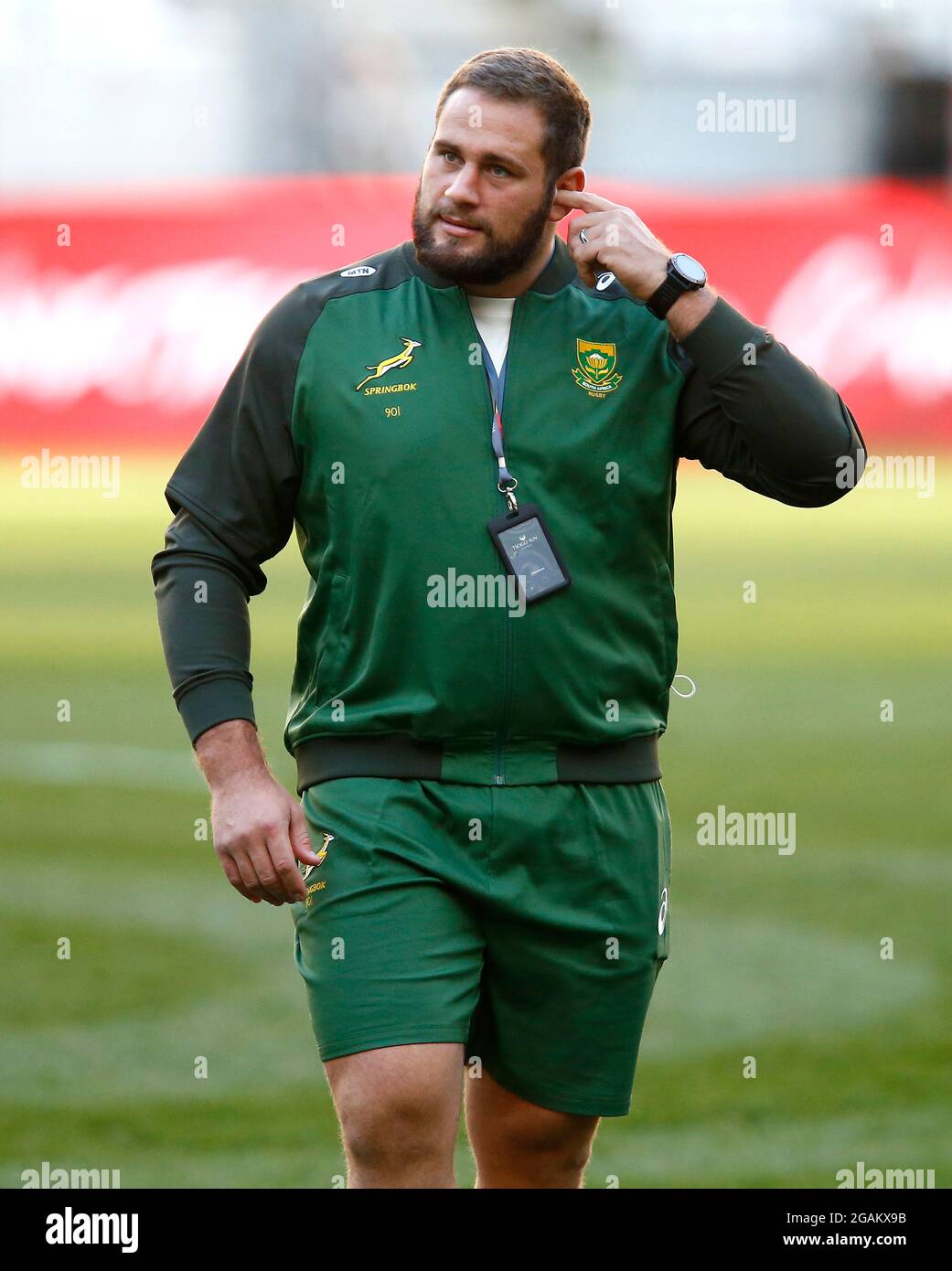 South Africa's Thomas du Toit warming up prior to kick-off during the ...