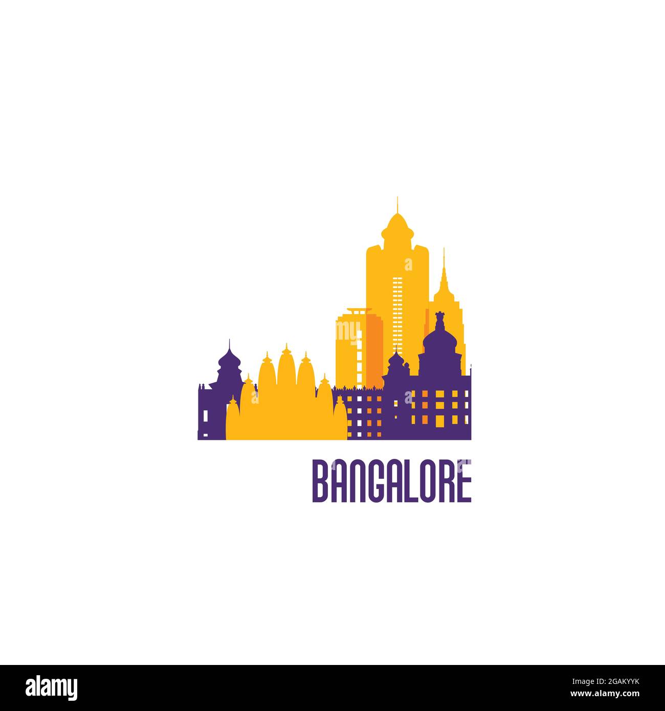 Bangalore city emblem. Colorful buildings. Vector illustration Stock ...