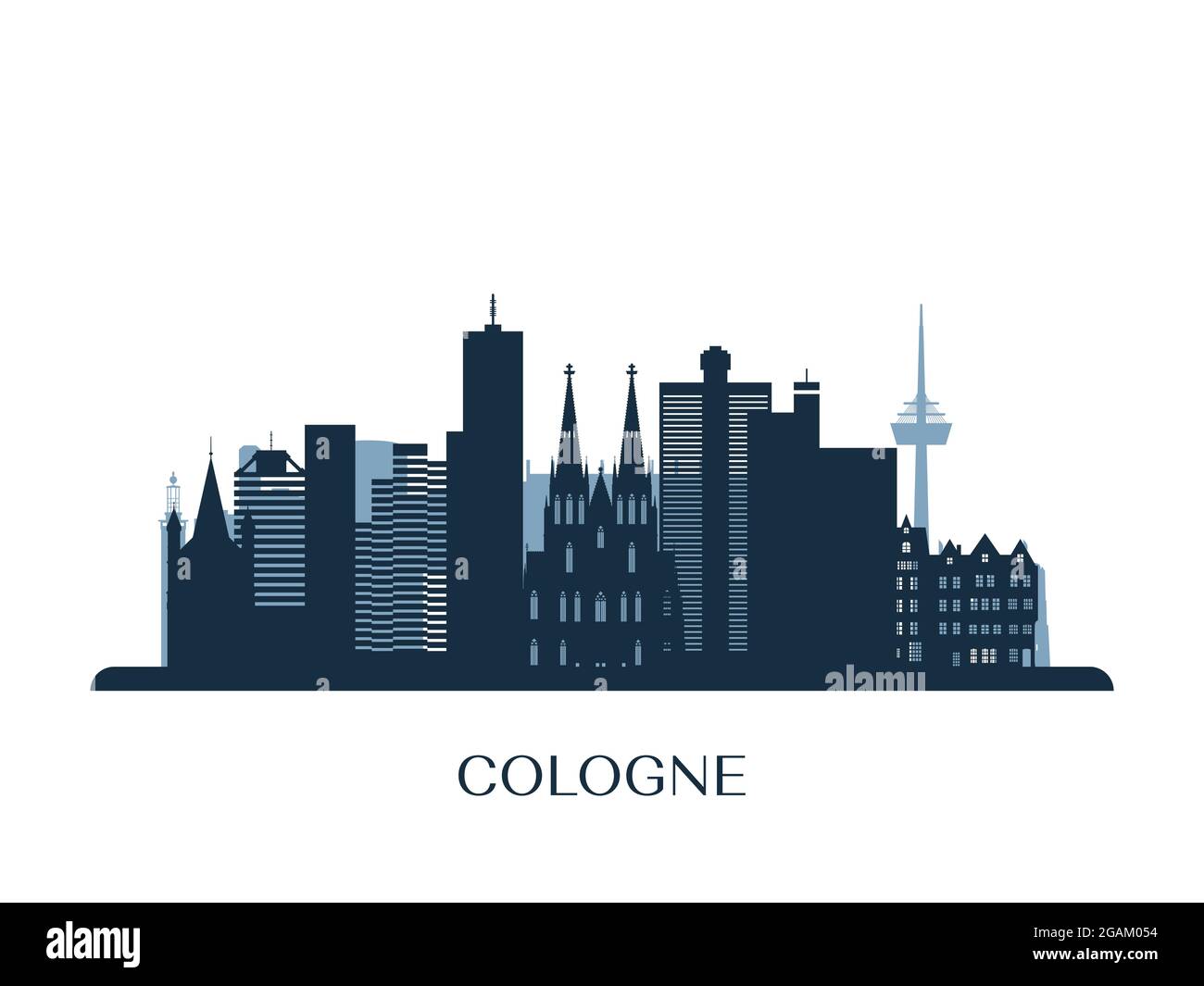 Cologne skyline, monochrome silhouette. Vector illustration Stock ...