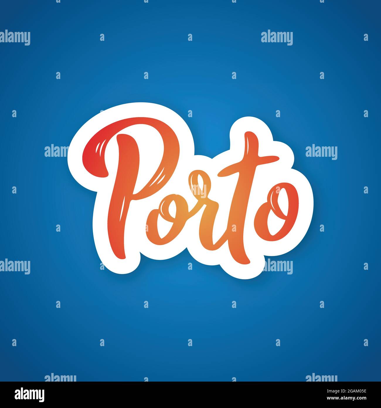 Porto - handwritten name of the city. Sticker with lettering in paper ...