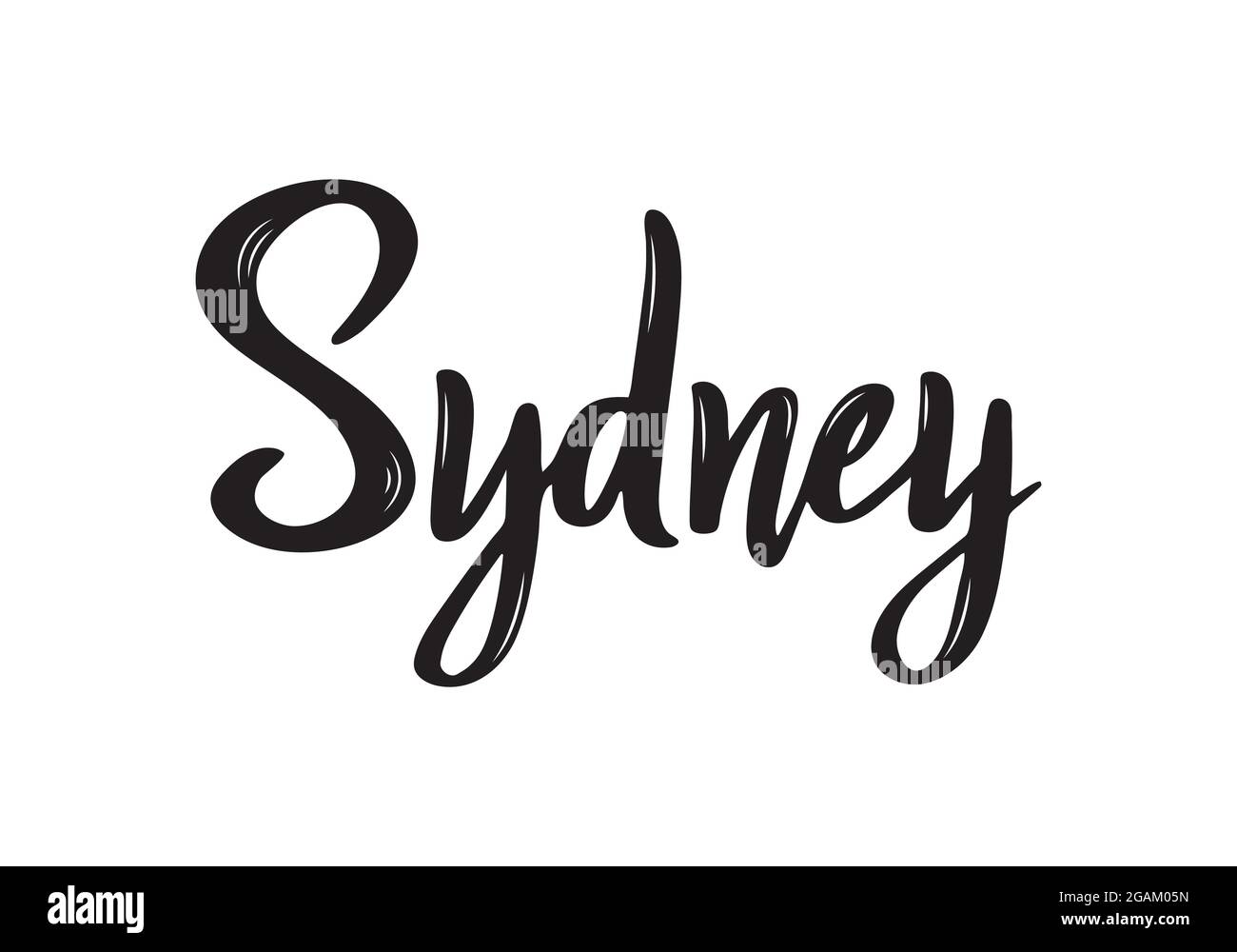 Sydney handwritten calligraphy name of the city. Hand drawn brush ...