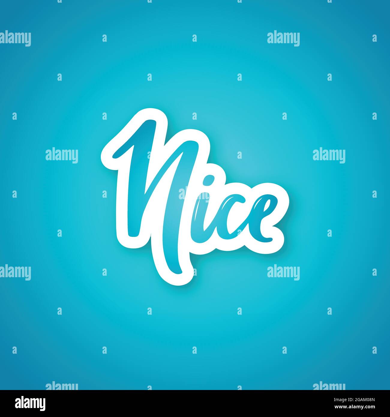 Nice - hand drawn lettering name of the city. Sticker with lettering in ...