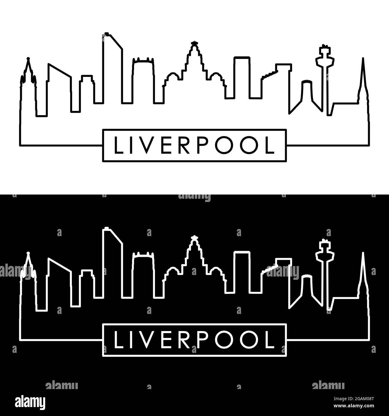 Liverpool skyline. Linear style. Editable vector file Stock Vector ...