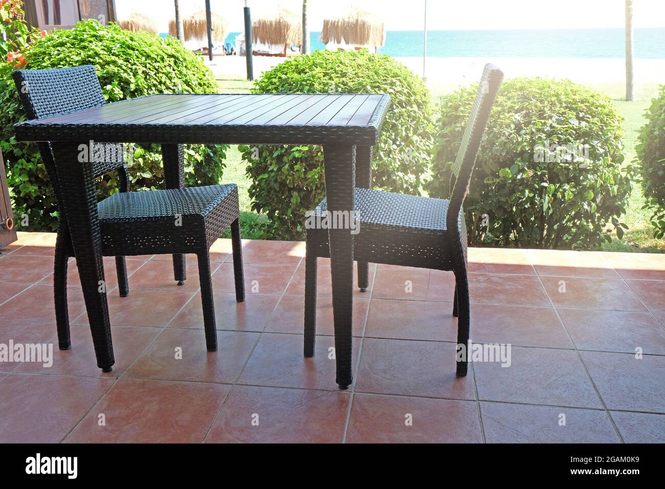 Empty seats and tables in dining room of hotel Stock Photo - Alamy