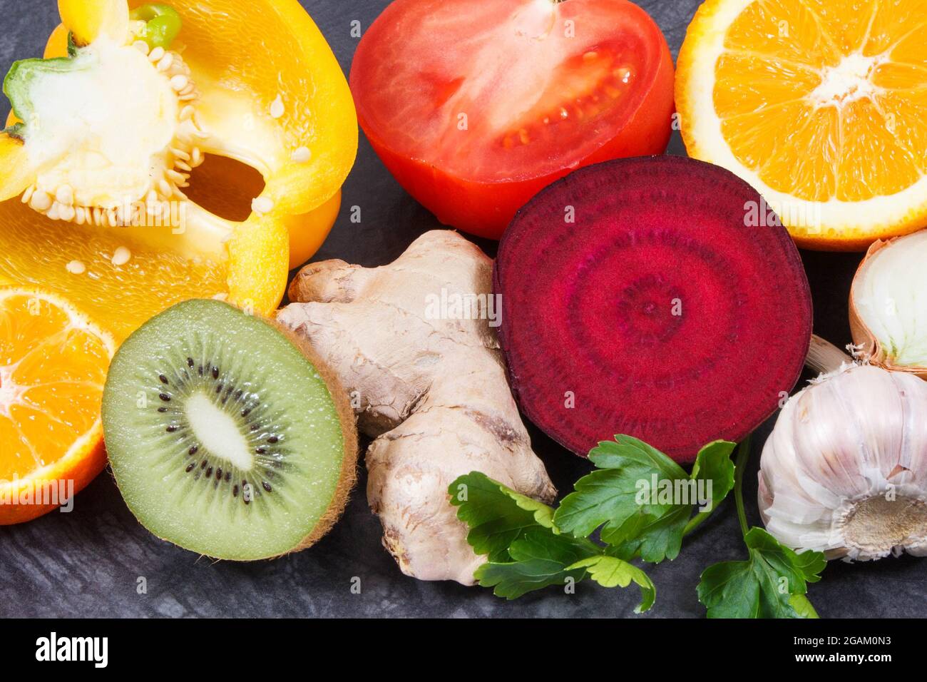 fresh ripe fruits and vegetables. Source natural vitamins, minerals and ...