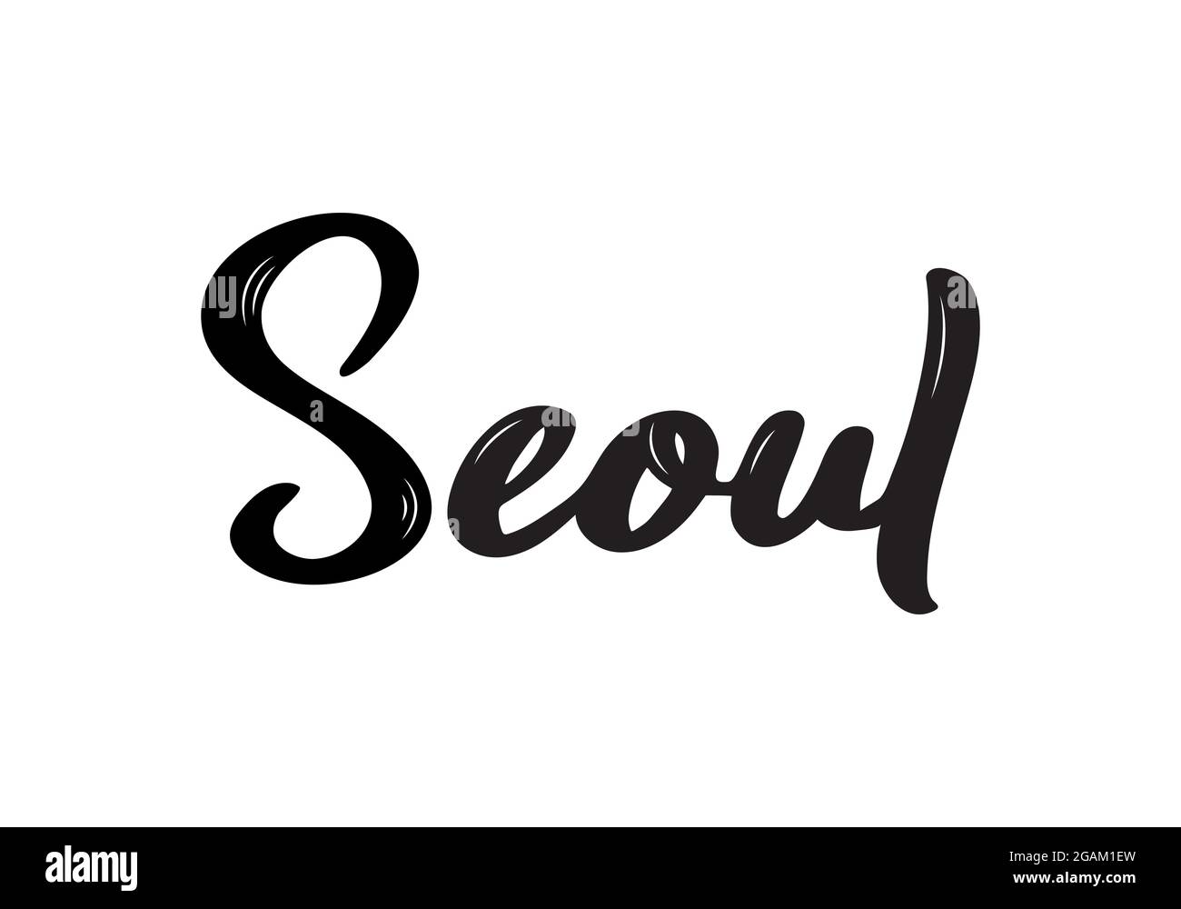 Seoul handwritten calligraphy name of South Korea capital. Hand drawn ...